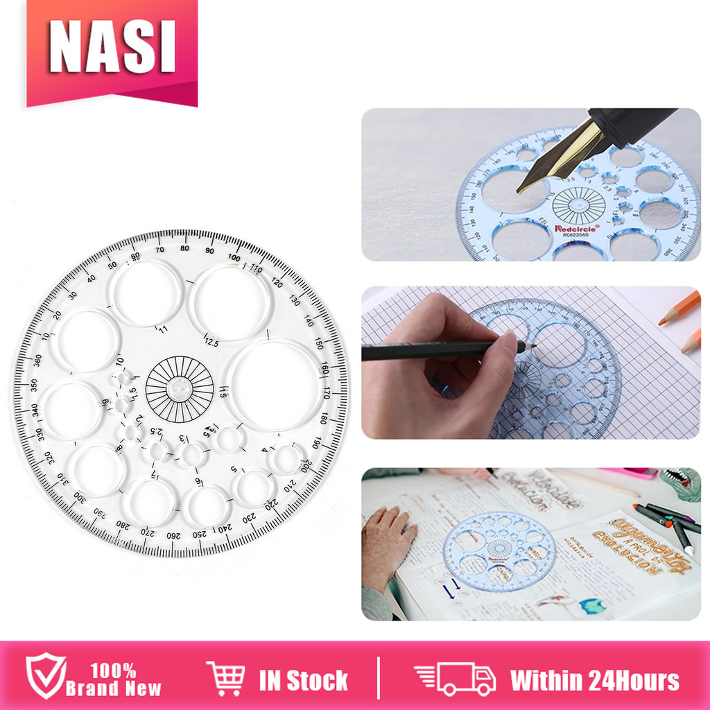 Circle Ruler Student 360 Degree Protractor Plastic All Round Ruler ...