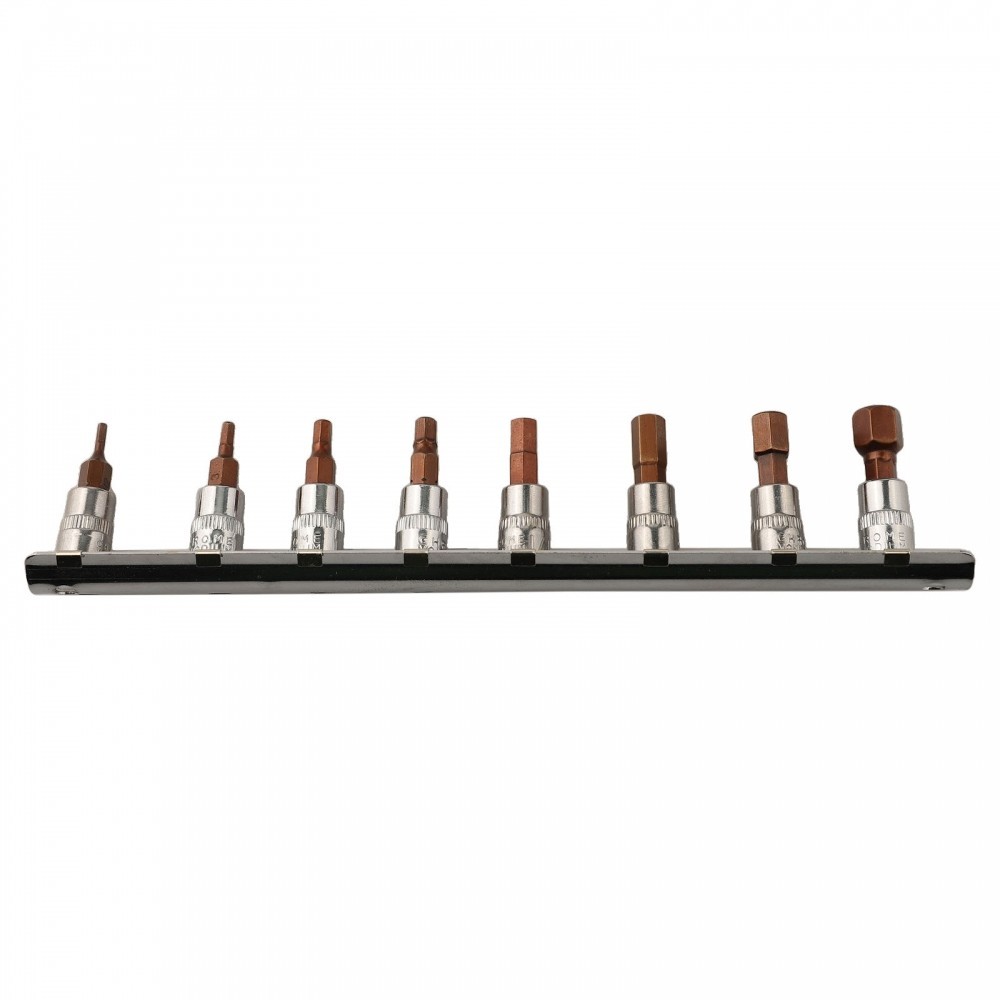 All in One Hex Bit Socket Kit 8 Pcs with Organizer Rack for Convenience ...
