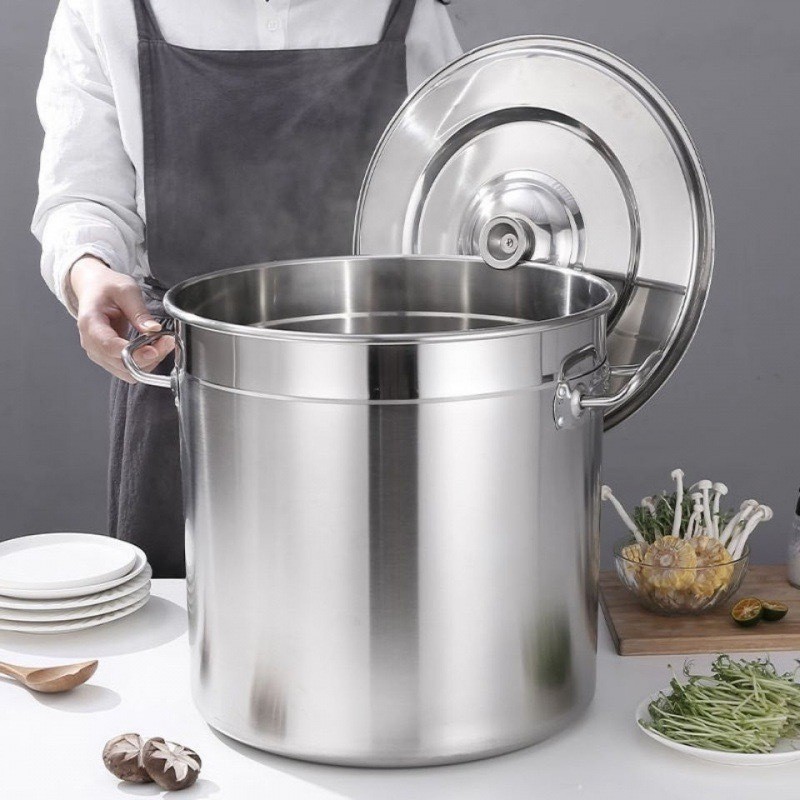 Stainless Steel Pot Commercial Soup Bucket with Lid Soup Pot Thickened ...