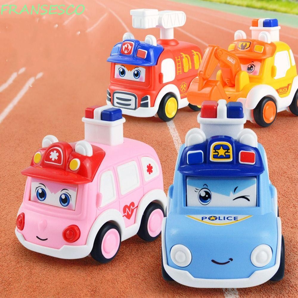 FRANCESCO Press and Go Car Toy, Police Car Fire Truck Push and Go Cars ...