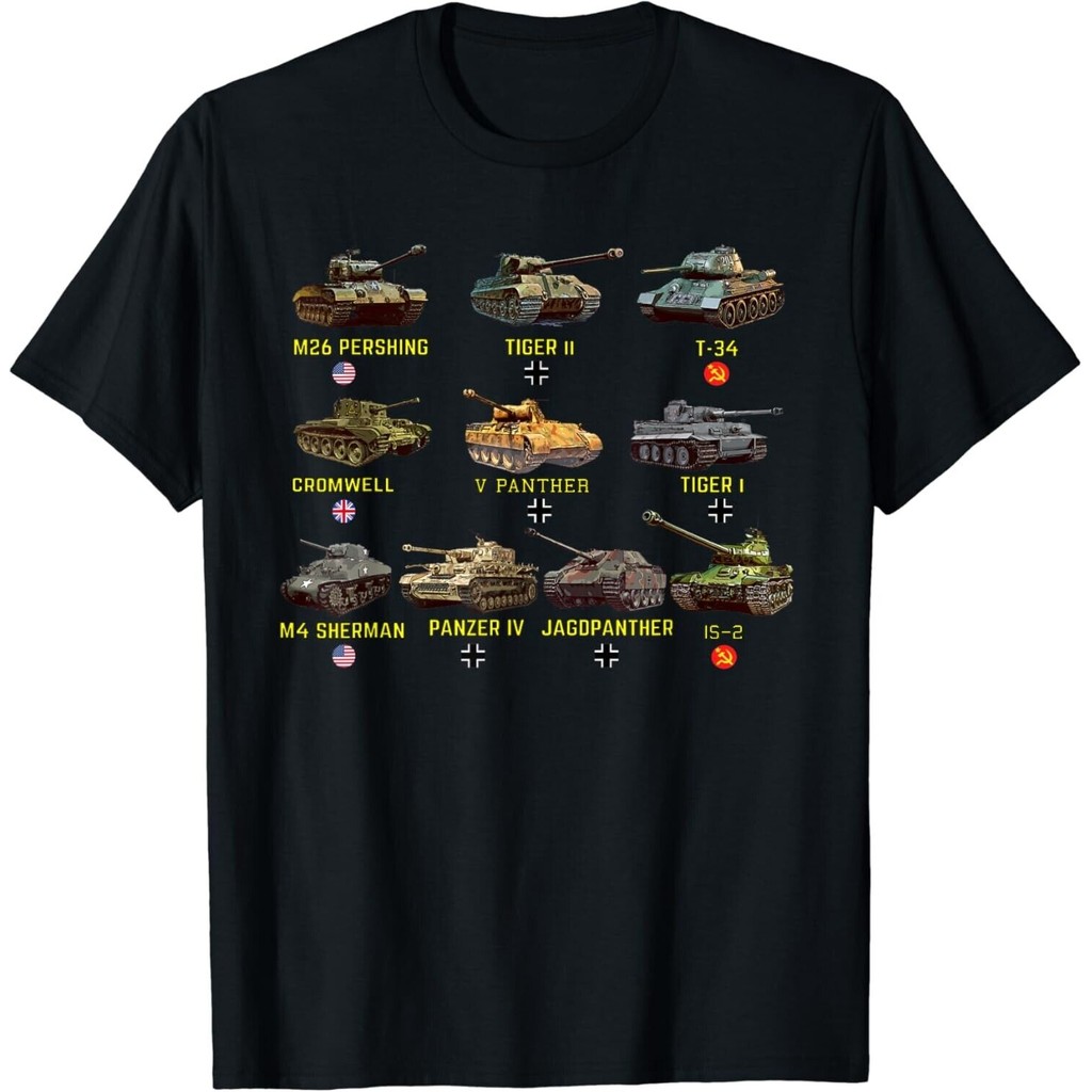 Top Ten Best Ww2 Tanks M4 Sherman Panzer Iv Tiger Ii T-34 Gift T-Shirt ...