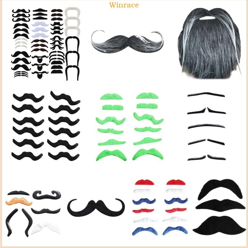 WRC 1-48Pcs Fake Beards Mustaches Set Self Adhesive Beard Mustaches ...