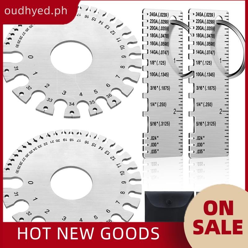 PHOU 2Set of Metal Sheet Thickness Gauge Stainless Steel Welding Gauge Set with Round Dual Sided ...