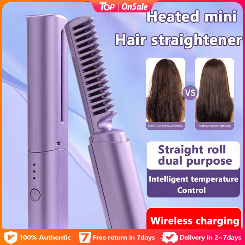 Straight Hair Comb Wireless 2 in 1 Hair Straightener and Curler USB ...