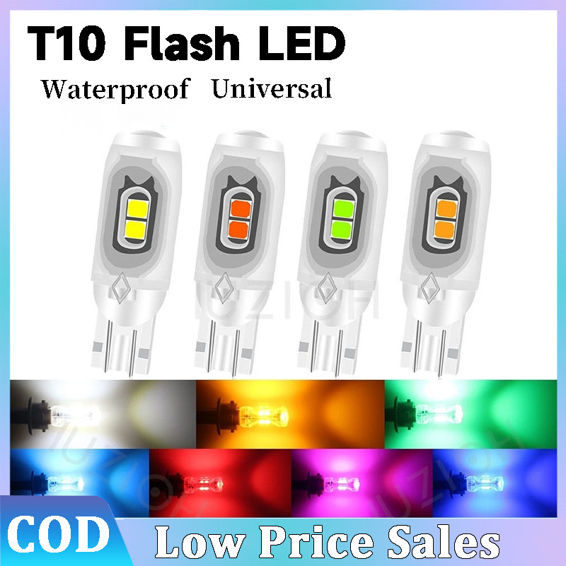 T10 W5W Lens LED Waterproof Flash Bulb 194 WY5W Flash Motorcycle ...