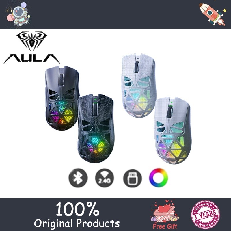 Aula SC620 Wireless Mouse 3-mode Bluetooth Light Weight Mice RGB ...