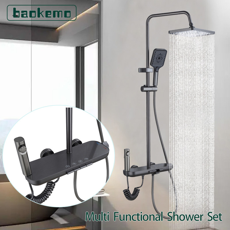 BAOKEMO Modern Space Aluminum Shower Set Piano Button With 4th Gear ...