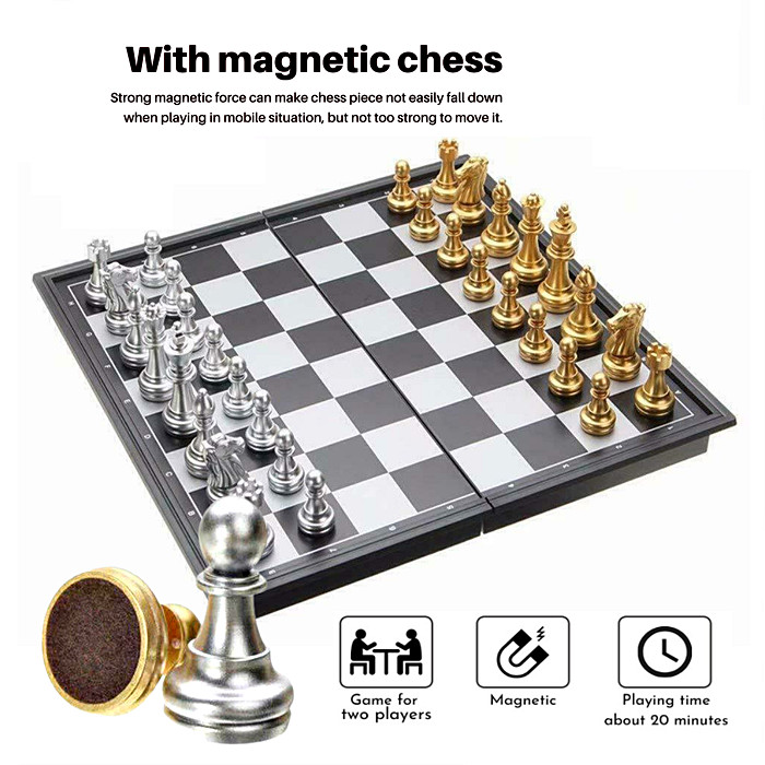 Folding Magnetic Travel Chess Set For Kids Or Adults Chess Board Game ...