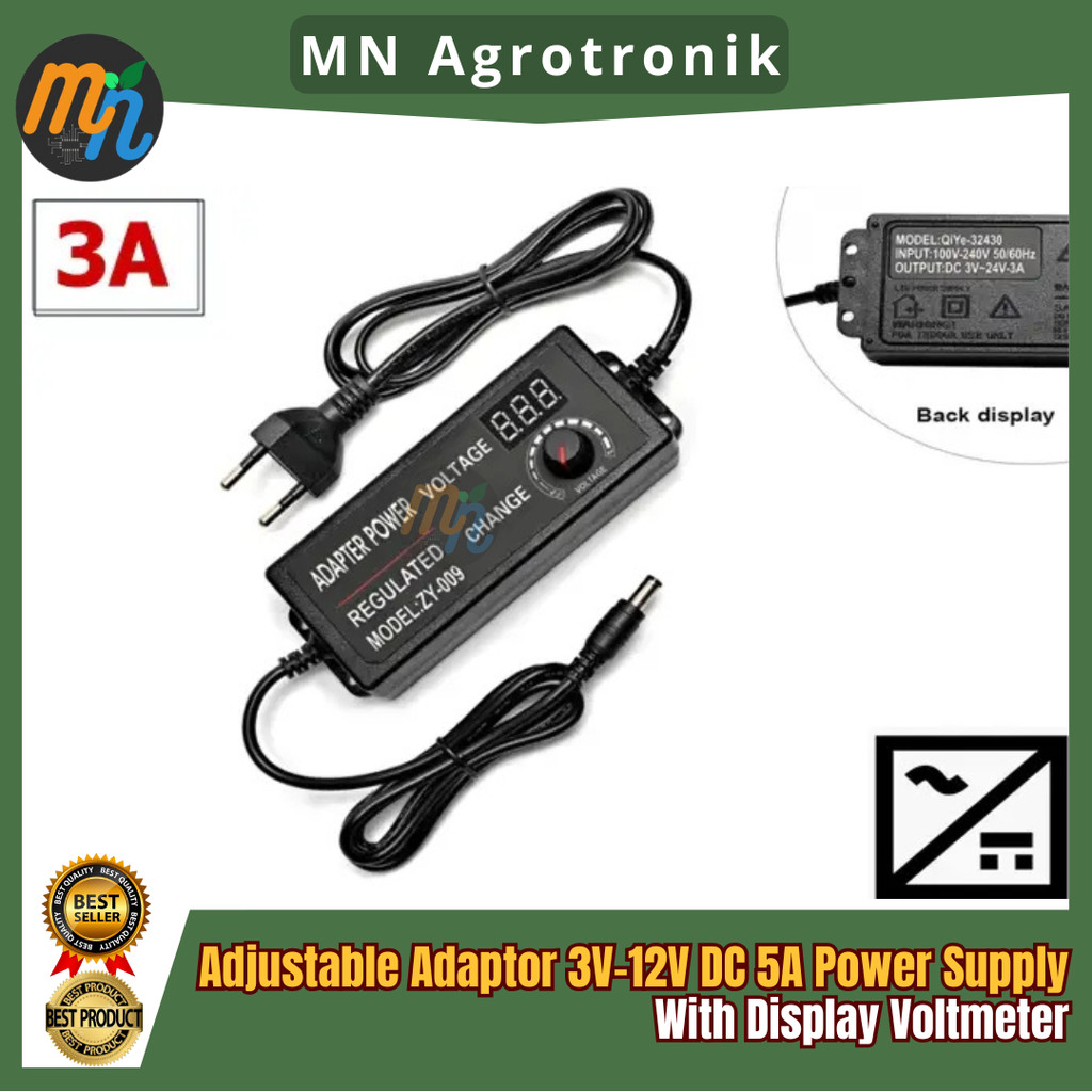 Adjustable Adapter 3V-24V 3A Power Supply With Display Voltmeter PSU ...