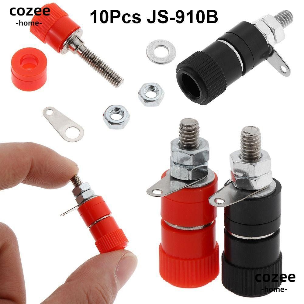 COZEE 10Pcs Terminal Wire Connectors, Female JS-910B JS-919 Banana Plugs, Durable Black Red ...