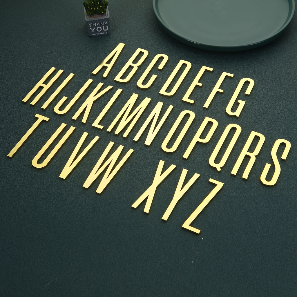 Golden Self Adhesive House Number Metal English Alphabet Letters for ...
