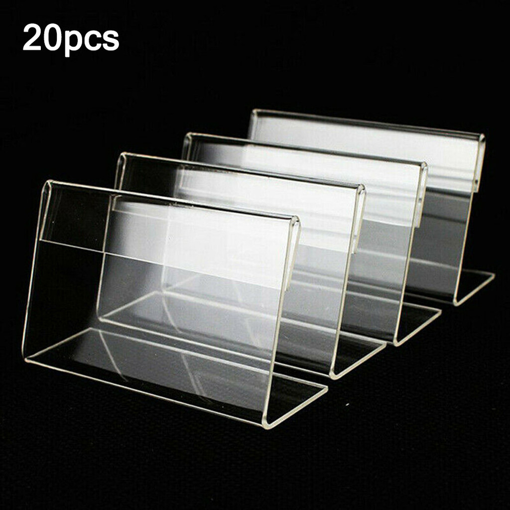 GG+Set Of 20 Pcs Clear Acrylic Sign Display Stand Table Name Price Tag ...