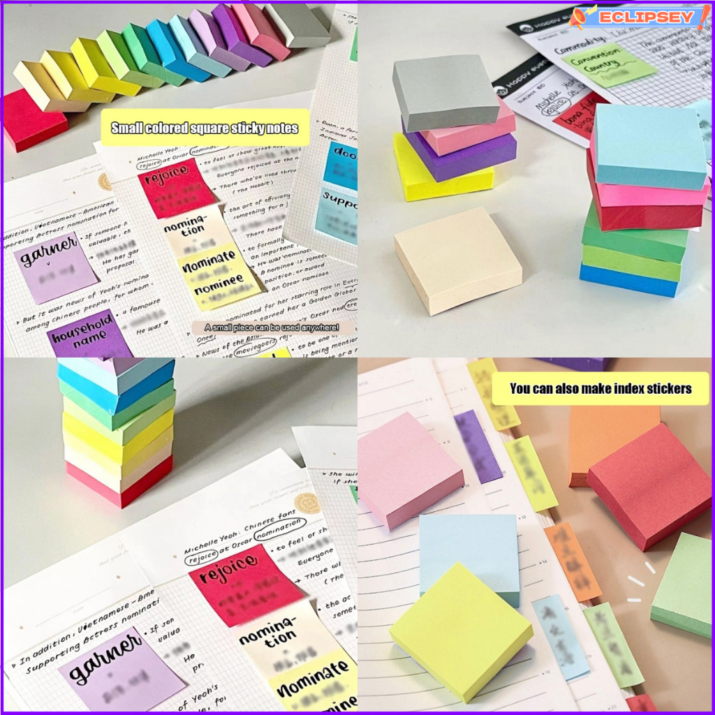 【☀️ES】Colored Small Square Post-it Notes Mini Note Paper Student Multi ...