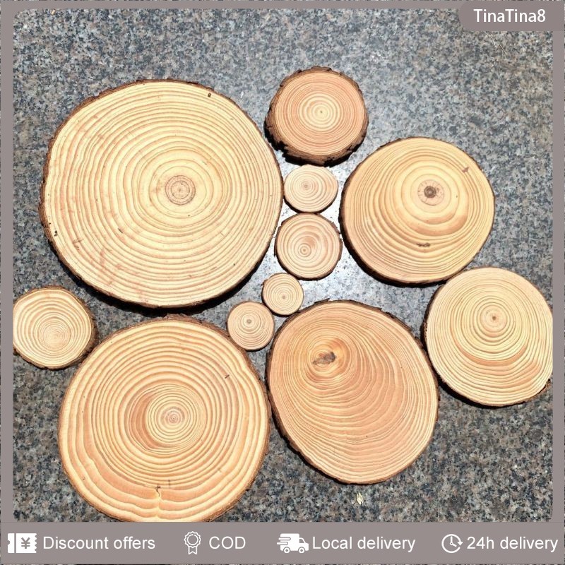 Natural Pine Round Unfinished Wood Slices Circles With Tree Bark Log ...
