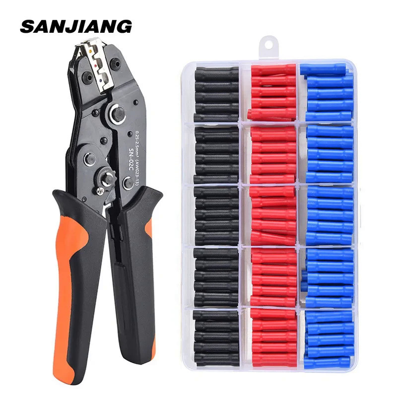 SN-02C Wire Terminals Crimping Plier Kit Insulated Electrical Butt ...