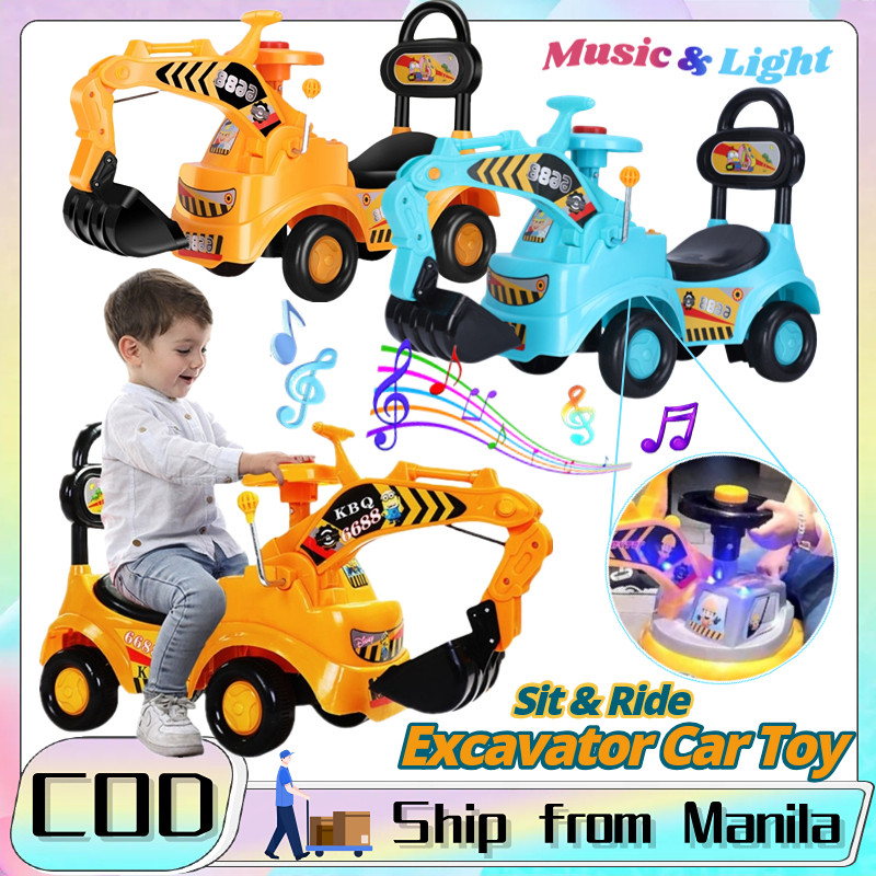 【COD】Children's Excavator Toy Car Can Sit and Ride Fully Automatic ...