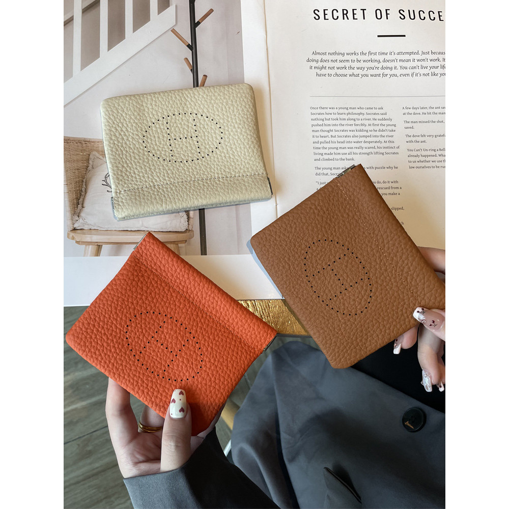 Cowhide Hollow Multifunctional Mini Wallet Change Shrapnel Bag | Shopee ...