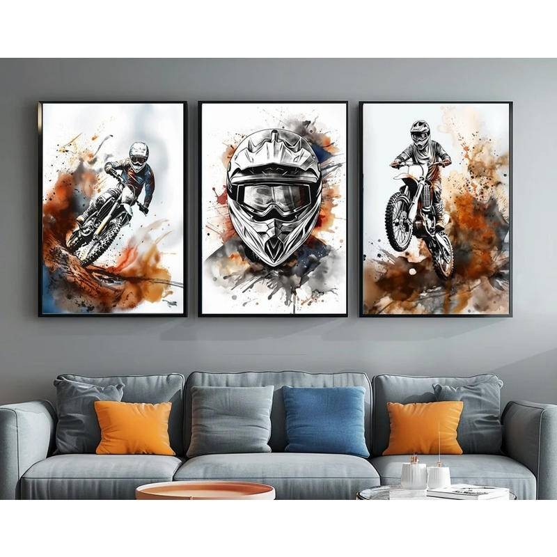 Motocross Prints Watercolour Dirt Bike Wall Art Motorsports Poster ...