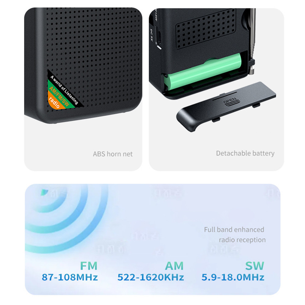 FM AM SW Radio Battery Operated Radio Type-C Rechargeable Transistor ...