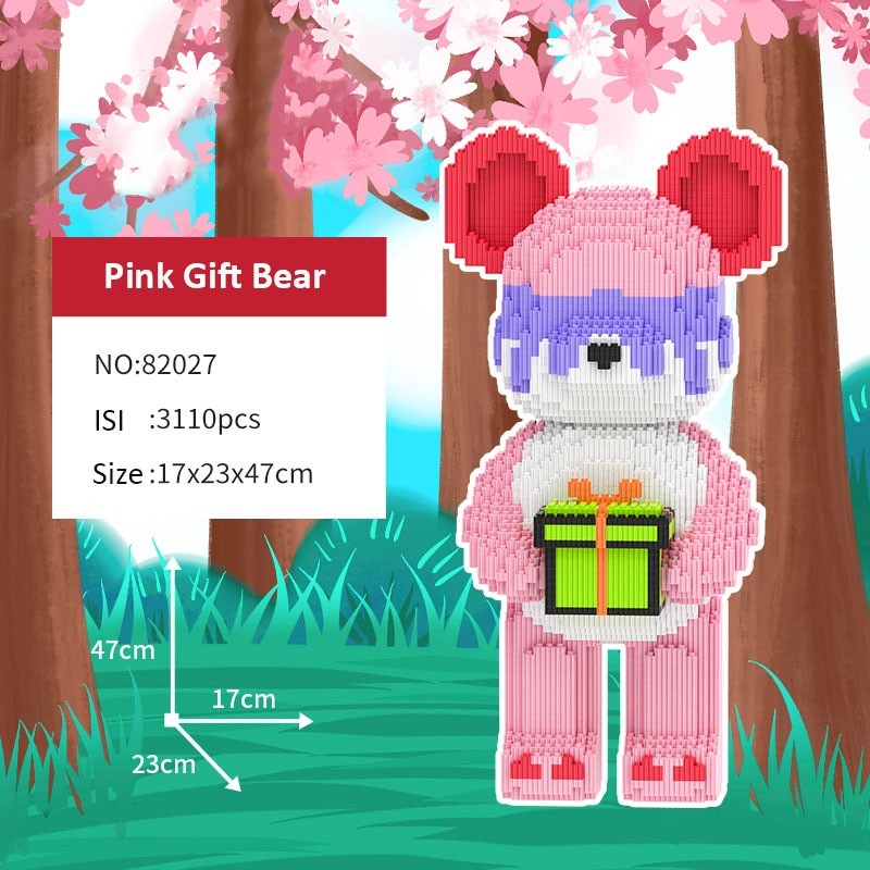 Nano Block Pink Geaft Bear Bricks Educational Toy Cute Animation ...