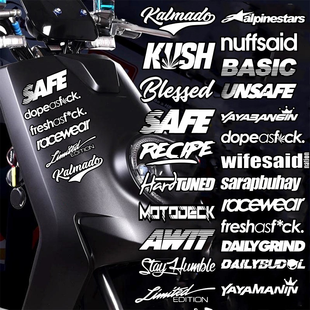 White Thai Sticker for Motorycle Design Set 9 Vinyl Waterproof Sticker ...
