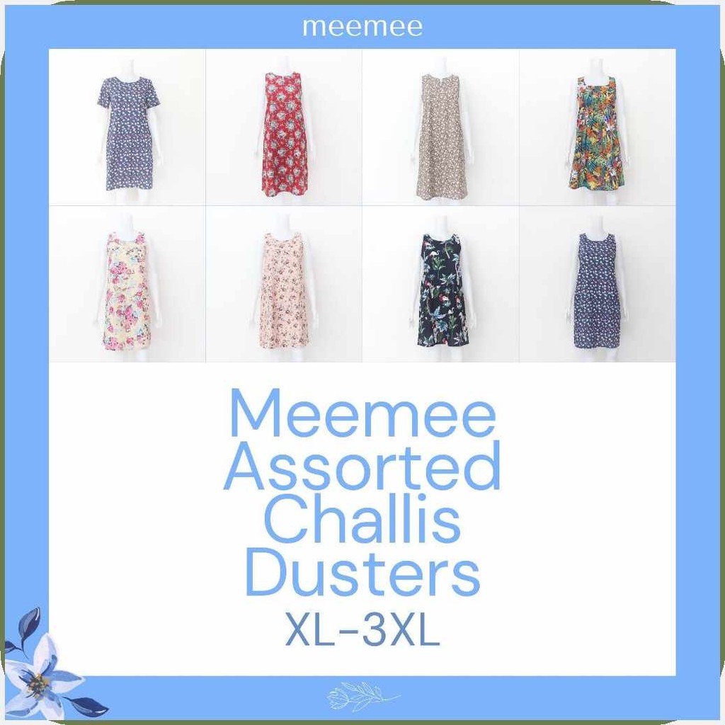 Meemee)M!Assorted)SQ+Challis&pf`Dusters;Xv`(XL鈥XL) | Shopee Philippines