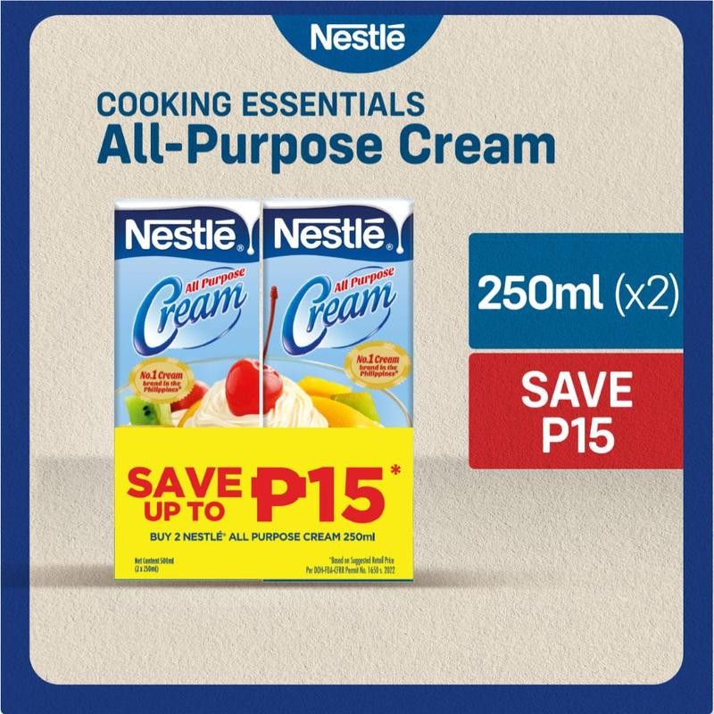 NESTLÉ All Purpose Cream 250ml - Pack of 2 Save P15 - Thick and Creamy ...
