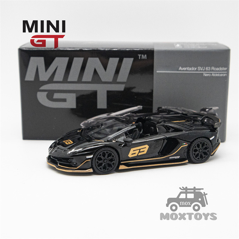 MINI GT 1:64 Lambo Aventador SVJ 63 Roadster Nero Aldebaran Black LHD ...