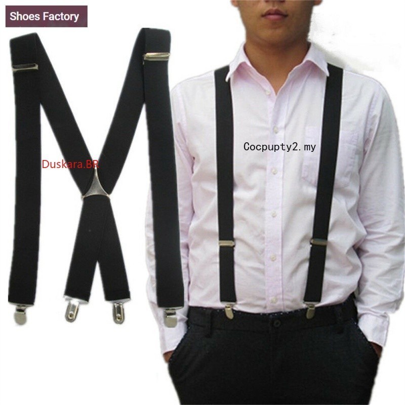 Black Adult 4-clip Solid Color Strap Clip Men's Suit Strap Women's ...