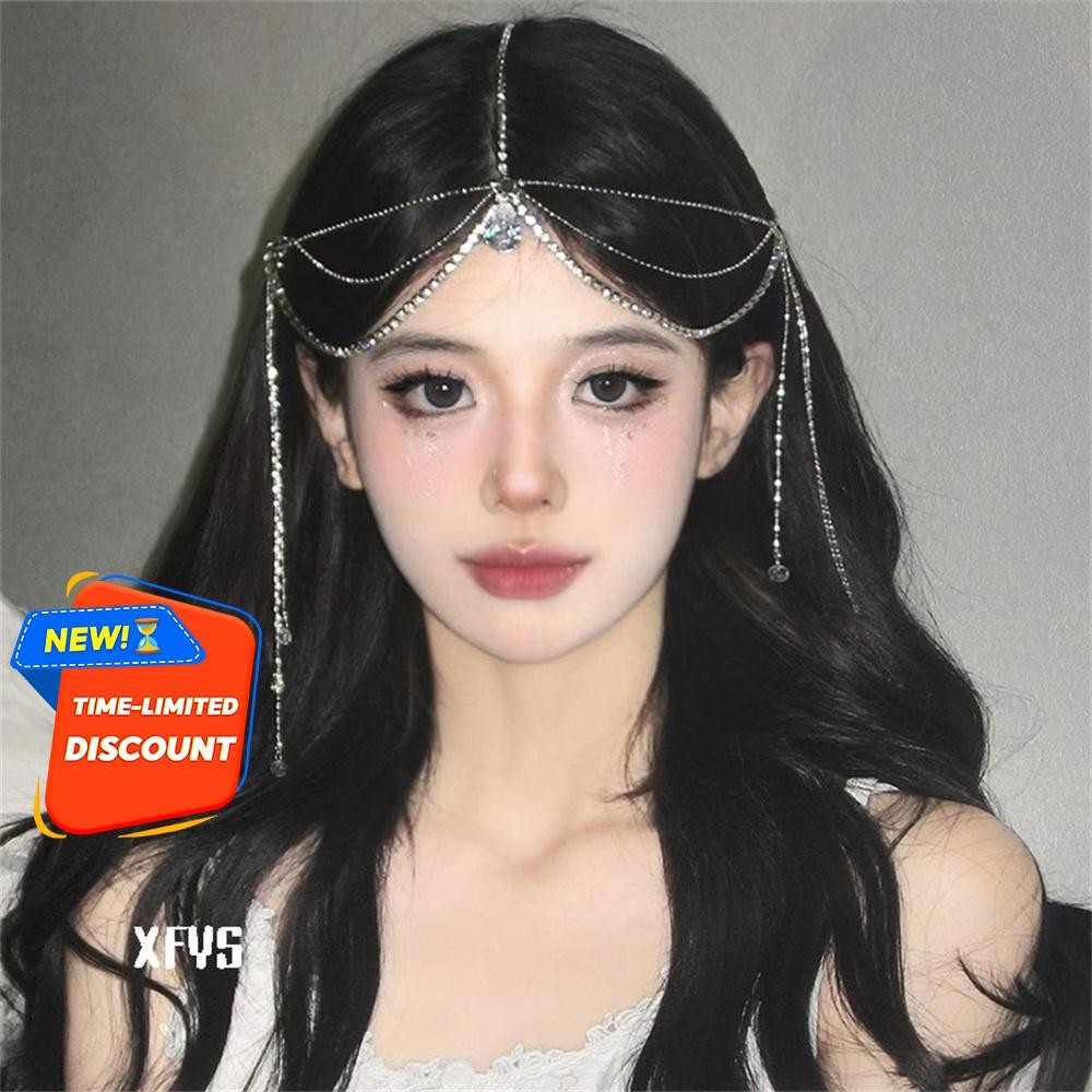 Crystal Tassel Headpiece - Korean Rhinestone Forehead Chain for ...