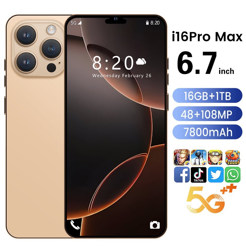 i16 Pro Max Smartphone，16Memory+1TB Storage，6.7Inch HD Large Screen，5G ...