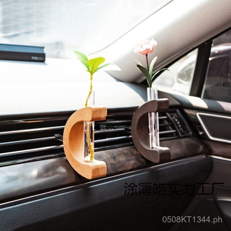 Car Flower Vase Retro Solid Wood Creative Chinese Style Car-Specific ...
