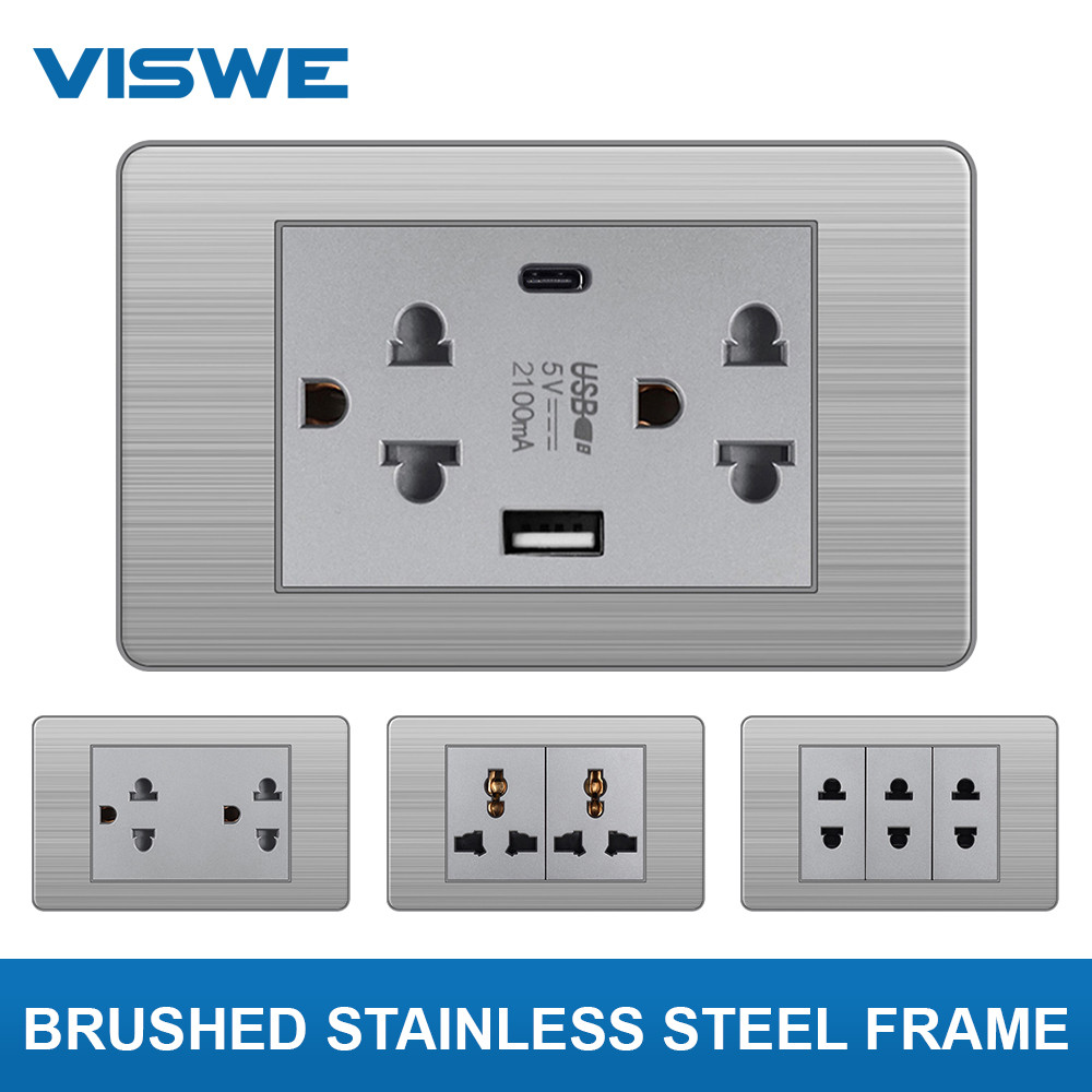 VISWE Stainless Steel Power Socket & Switch - 20K Test Cycles, Anti ...