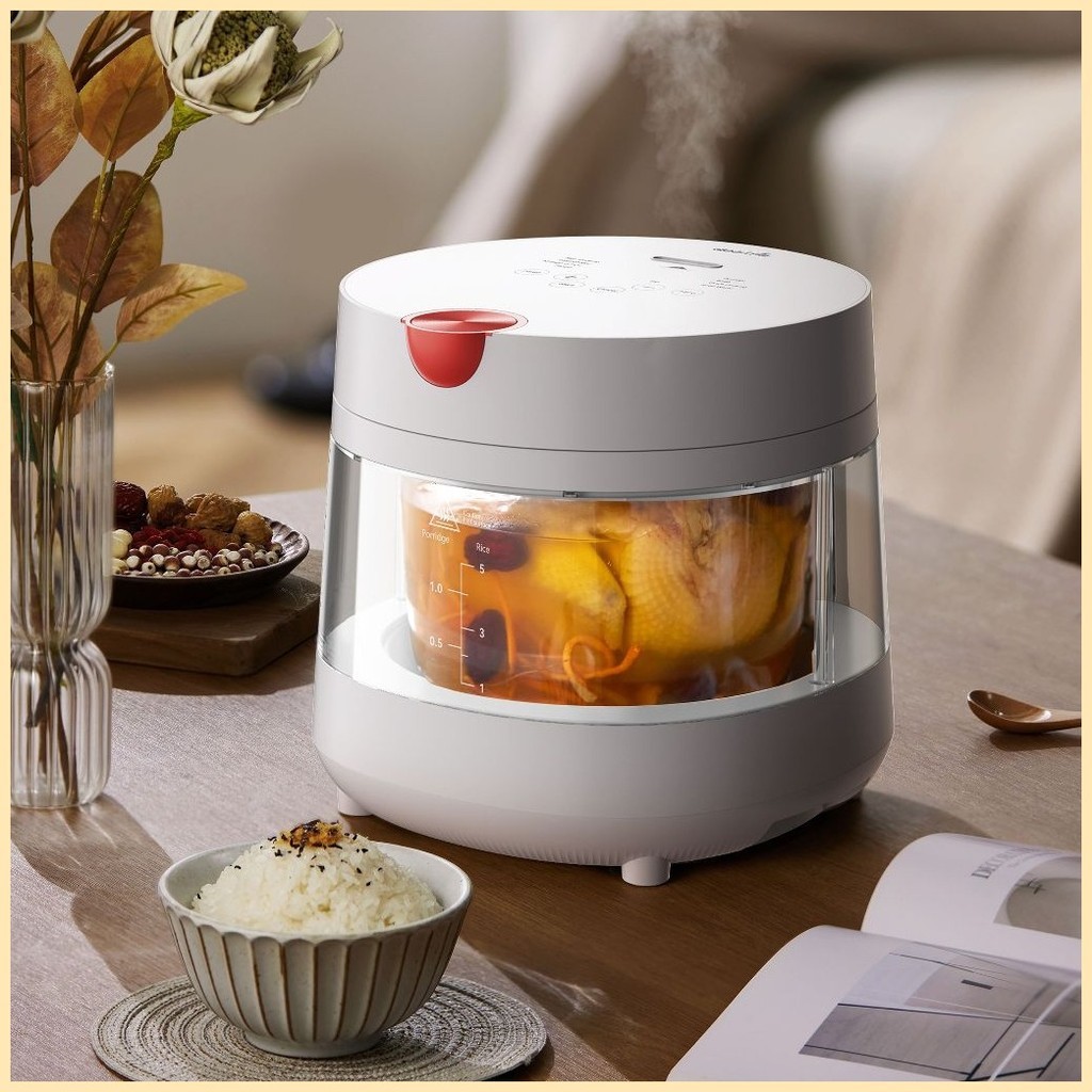 Deerma Glass Rice Cooker 3L Visual Cooking 24h Smart Preset LCD Display ...