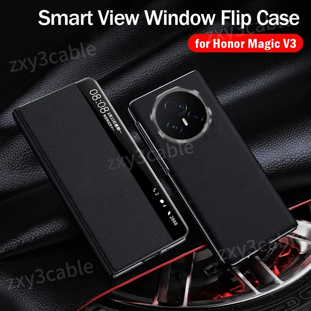 Smart Flip View Leather Casing For Honor Magic V3 5G 2024 Case Magnetic ...