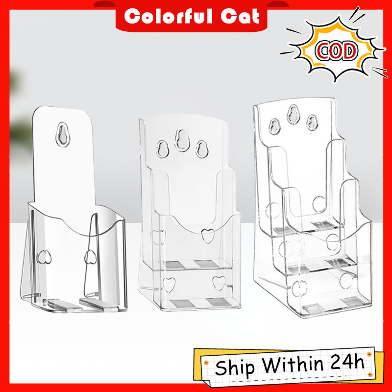 A6 Acrylic Brochure Holder Wall Mount Booklet Leaflet Menu Transparent ...