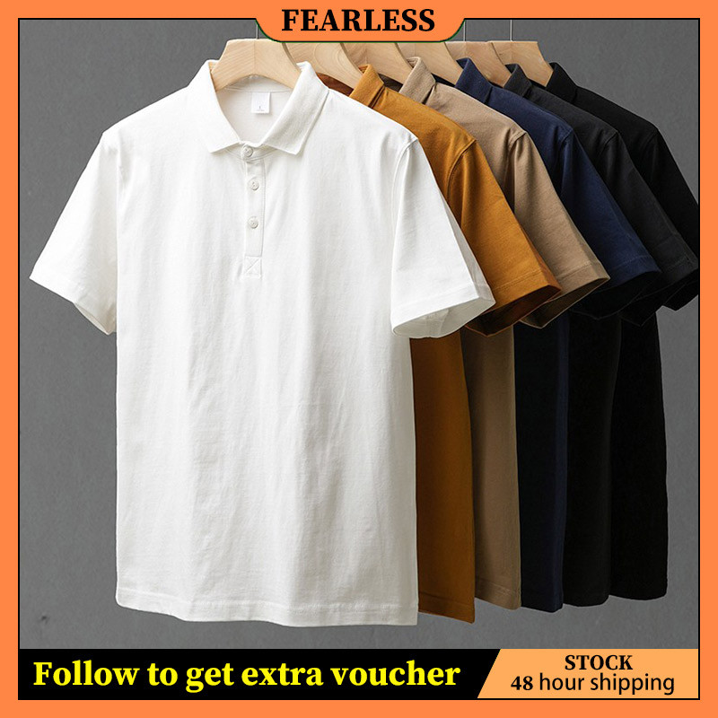 FEARLESS Men's Polo Shirt High Quality Unisex Cotton Plain Tshirt for ...
