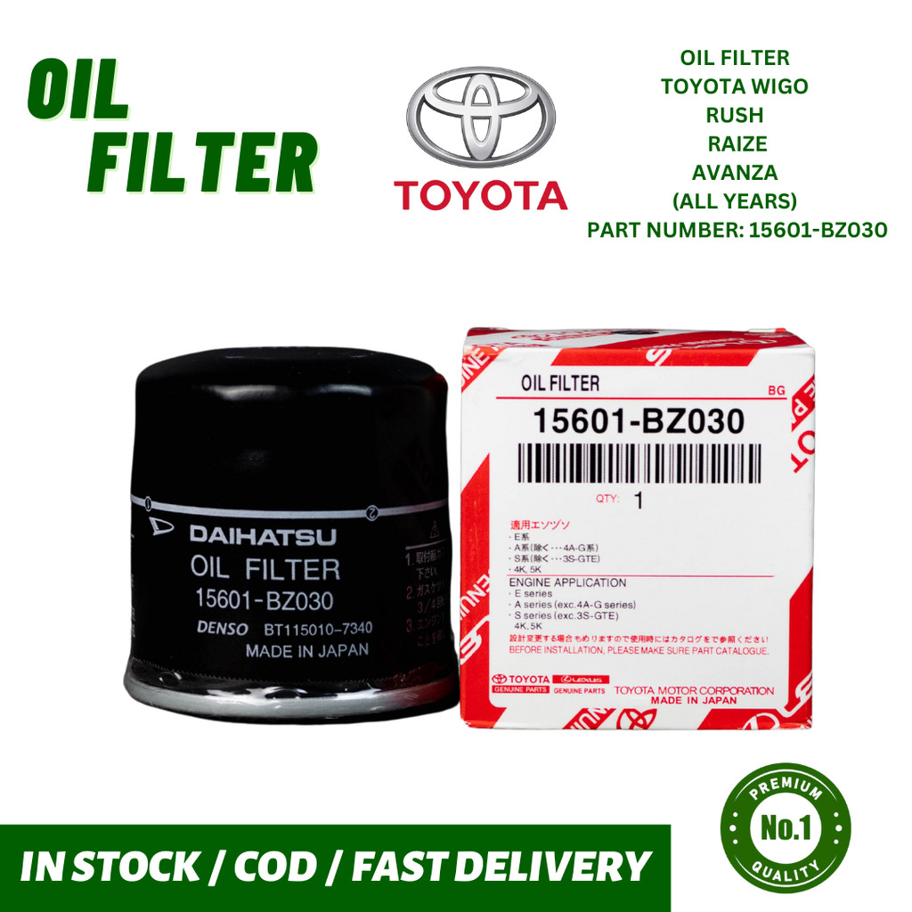 OIL FILTER for TOYOTA WIGO / RUSH / RAIZE / AVANZA (ALL YEARS) (15601 ...