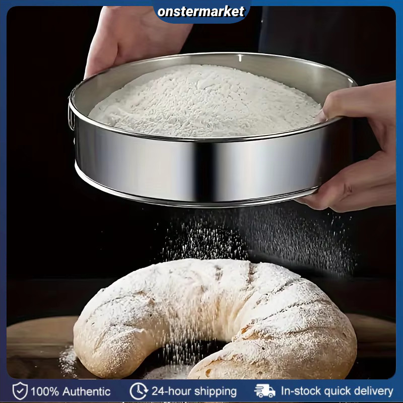Round Fine Mesh Flour Sifter Stainless Steel Flour Sieve Strainer ...
