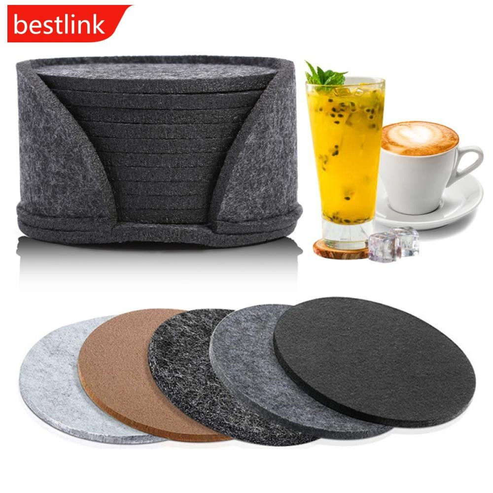 BESTLINK 11pcs Round Felt Coaster Dining Table Protector Pad Heat ...