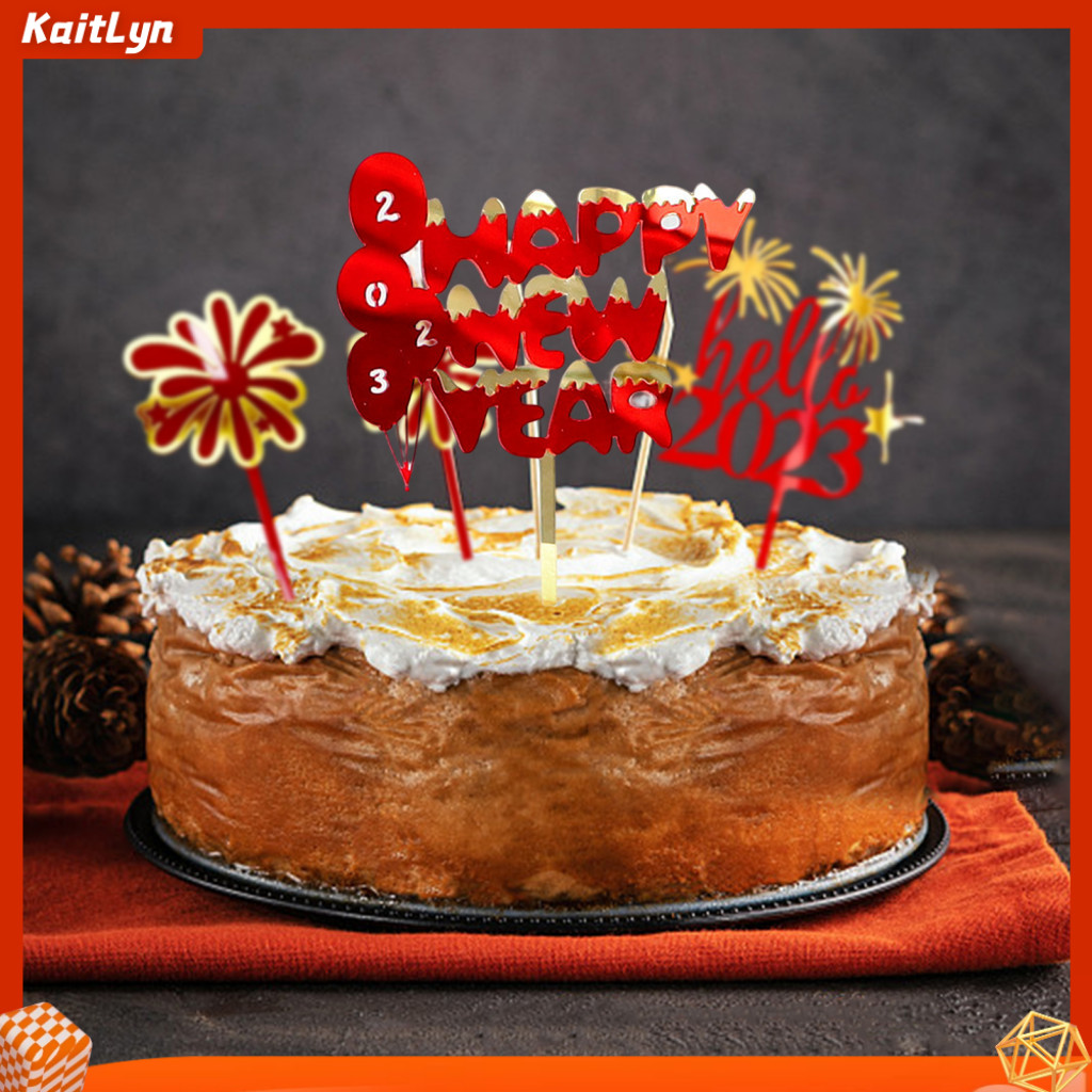 Reusable Cake Topper for Festival Red 2023 Happy New Year Cake Topper ...