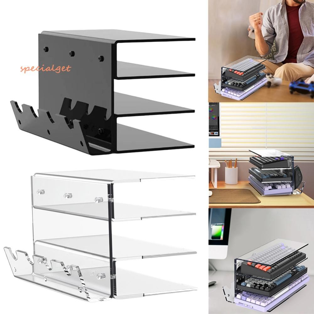 Acrylic Keyboard Mouse Storage Rack 3-Tier Keyboard Stand for Home and ...