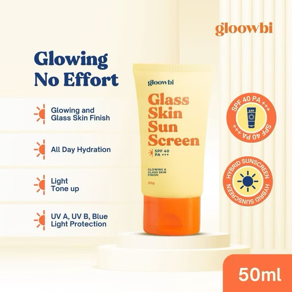 Gloowbi Sunscreen SPF40 PA+++ 50g Glowbi Glass Skin Hybrid Sunscreen ...