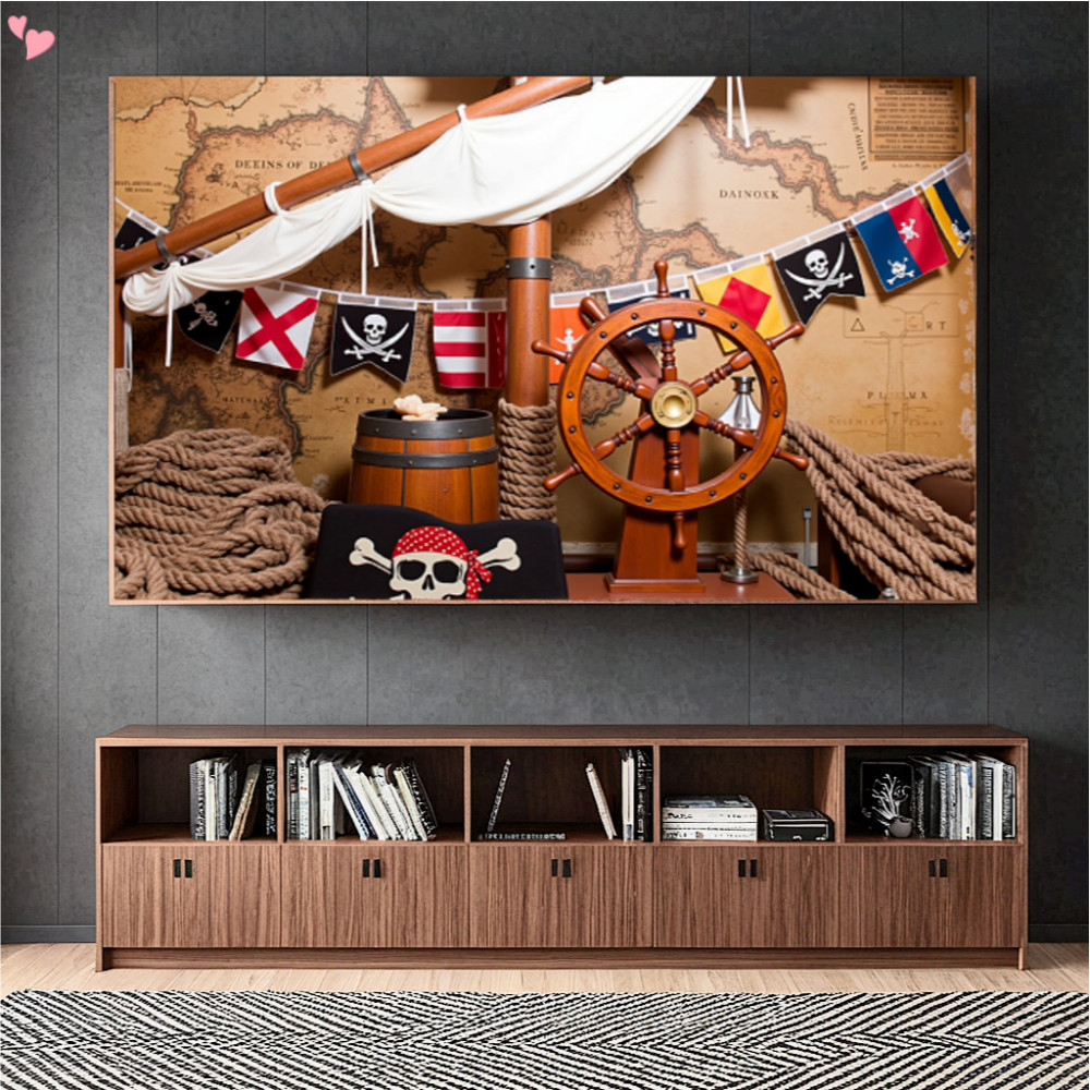 Pirate Party Decorations Banner Pirate Happy Birthday Backdrop Pirate ...