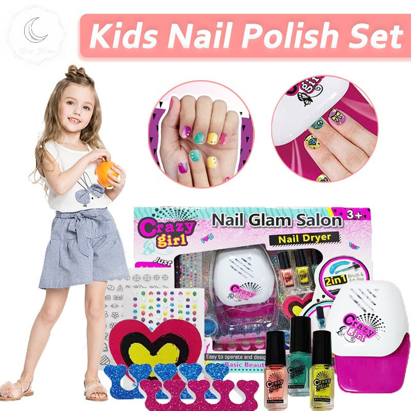 Nail Polish Kit for Kids Washable Makeup Toy Set Girls Non-toxic Nail DIY Toy Children Birthday ...
