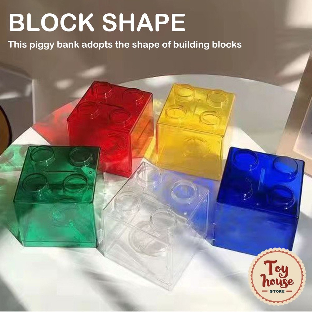TH Ins Transparent Alkansya Blocks Shape Coin Box Money Bank Stackable ...