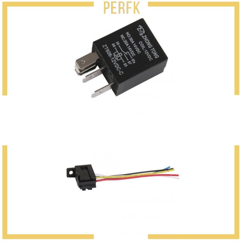 [Perfk] Vehicle 12V 20A/30A Transparent SPDT 5Pin Relay & Socket 5 Wire ...
