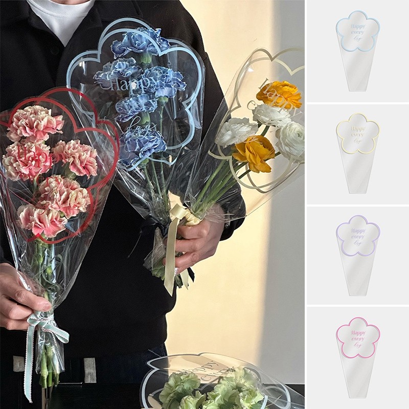 5PCS Single Bouquet Packaging Bag DIY Transparent Material Bag Flower ...