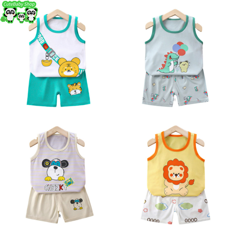 Newborn Baby Boys Girls Terno Muscle Tee Clothes Set Summer Cool Wear ...
