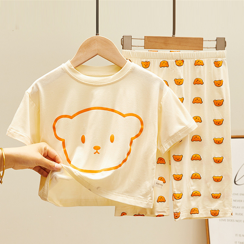 Modal Children's Pajamas Summer Thin Style Girls Boys Ice Silk Home ...